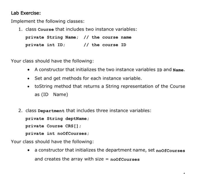 Solved Your class should have the following: - A constructor | Chegg.com