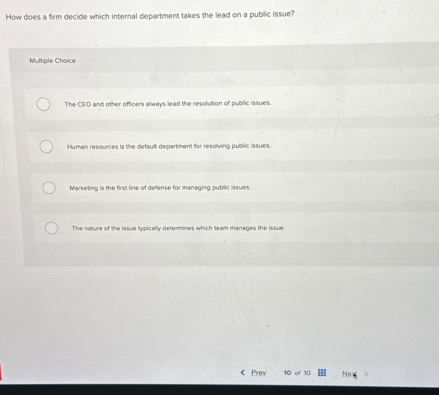 Solved How does a firm decide which internal department | Chegg.com