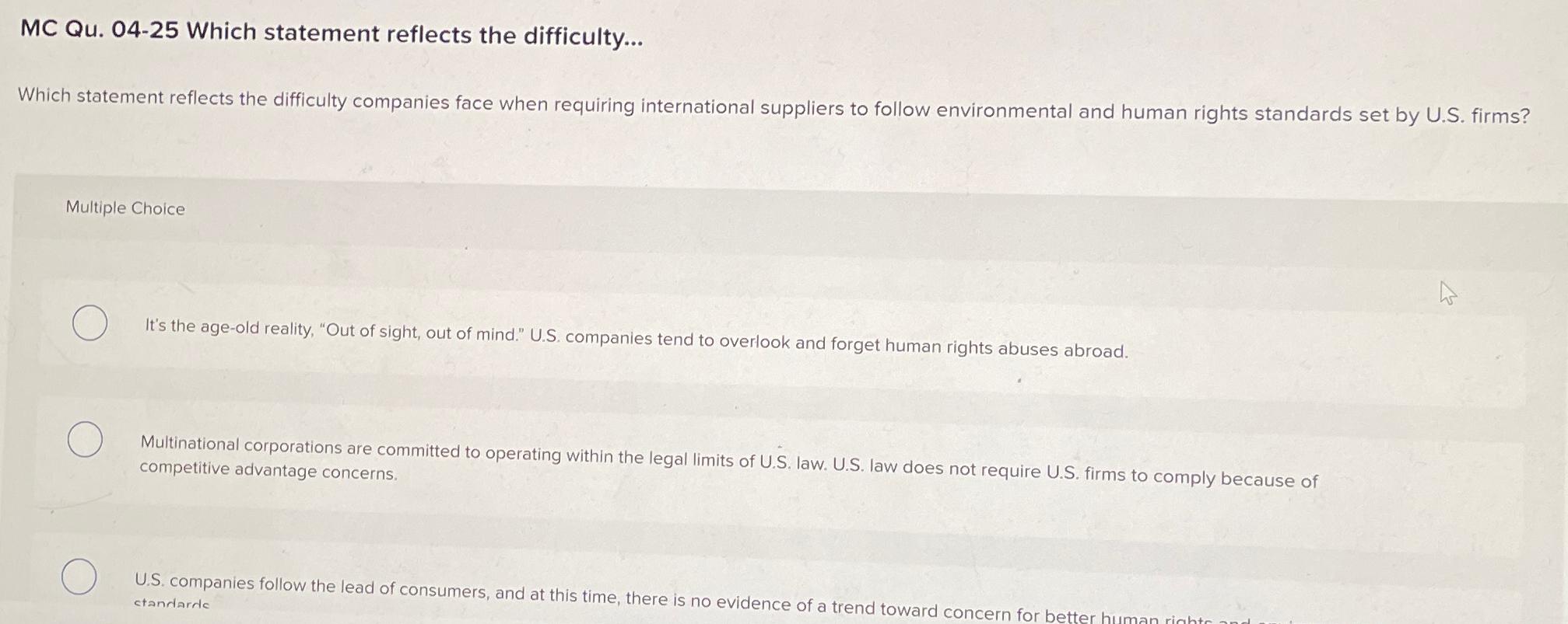 Solved MC Qu. 04-25 ﻿Which statement reflects the | Chegg.com