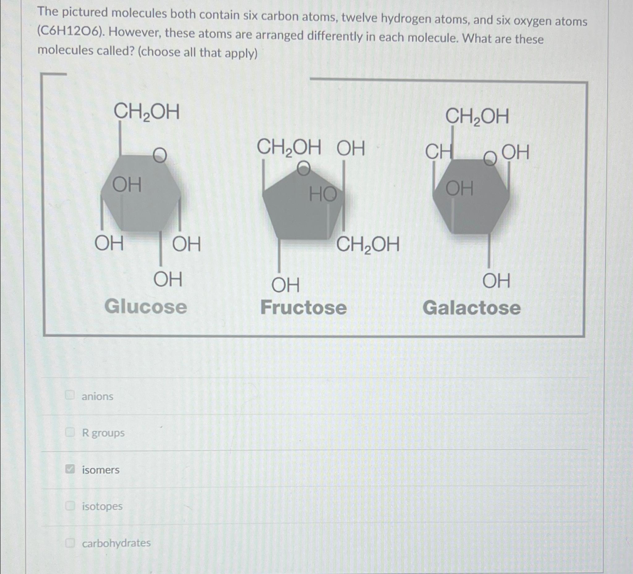 Solved The pictured molecules both contain six carbon atoms, | Chegg.com