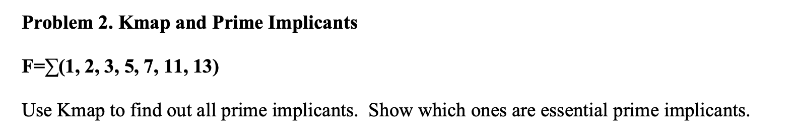 Solved Problem 2. ﻿Kmap and Prime | Chegg.com