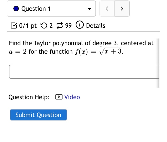 Solved Find the Taylor polynomial of degree 3, centered at | Chegg.com