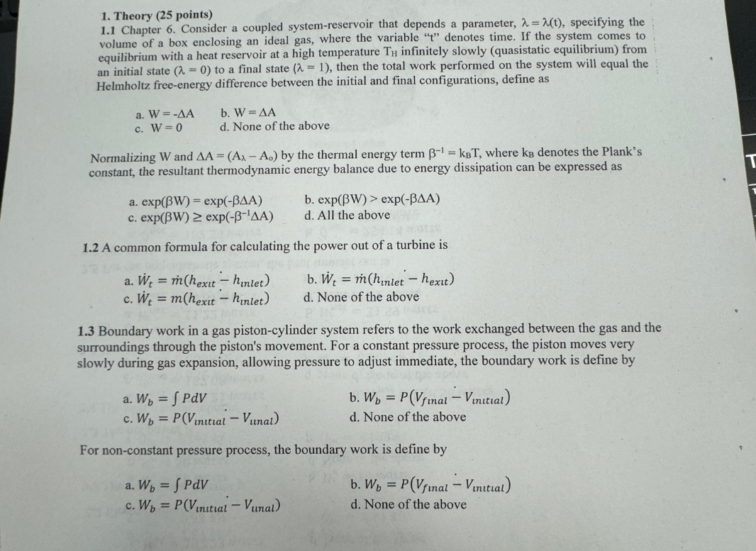 Solved 1.1 ﻿Chapter 6. ﻿Consider a coupled system-reservoir | Chegg.com