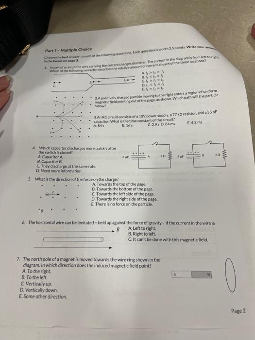 Solved Part 1-Multiple Choice Whe baser en pace 3 A. | Chegg.com