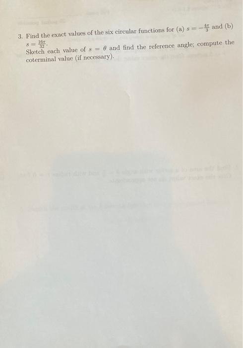 Solved 3. Find the exact values of the six circular | Chegg.com