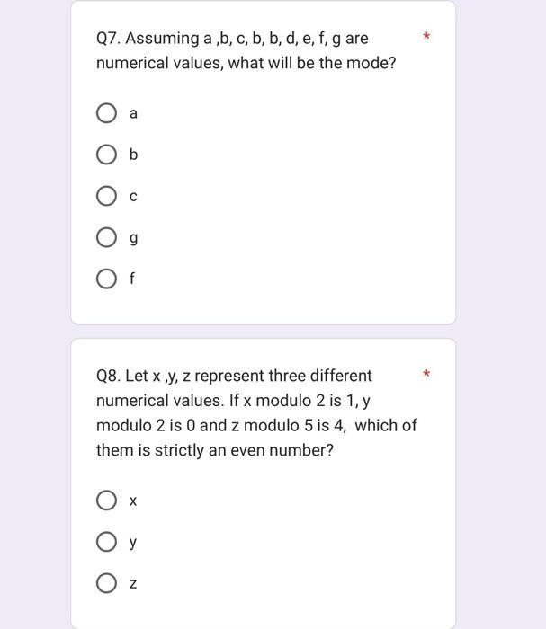 Solved Q7. Assuming a,b,c,b,b,d,e,f,g are numerical values, | Chegg.com