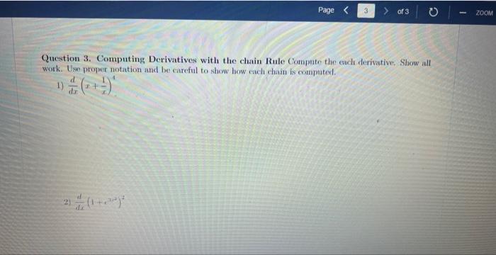 Solved Question 3. Computing Derivatives with the chain Rule | Chegg.com