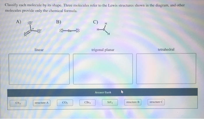Solved Classify each molecule by its shape. Three molecules | Chegg.com