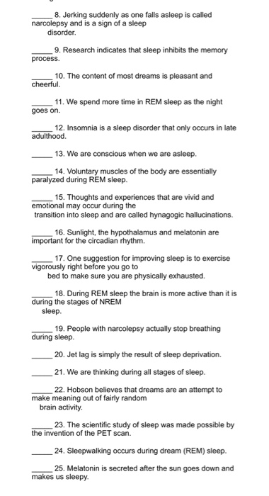 Lesson 3: Circadian Rhythm, Sleep and Dreams Read the | Chegg.com