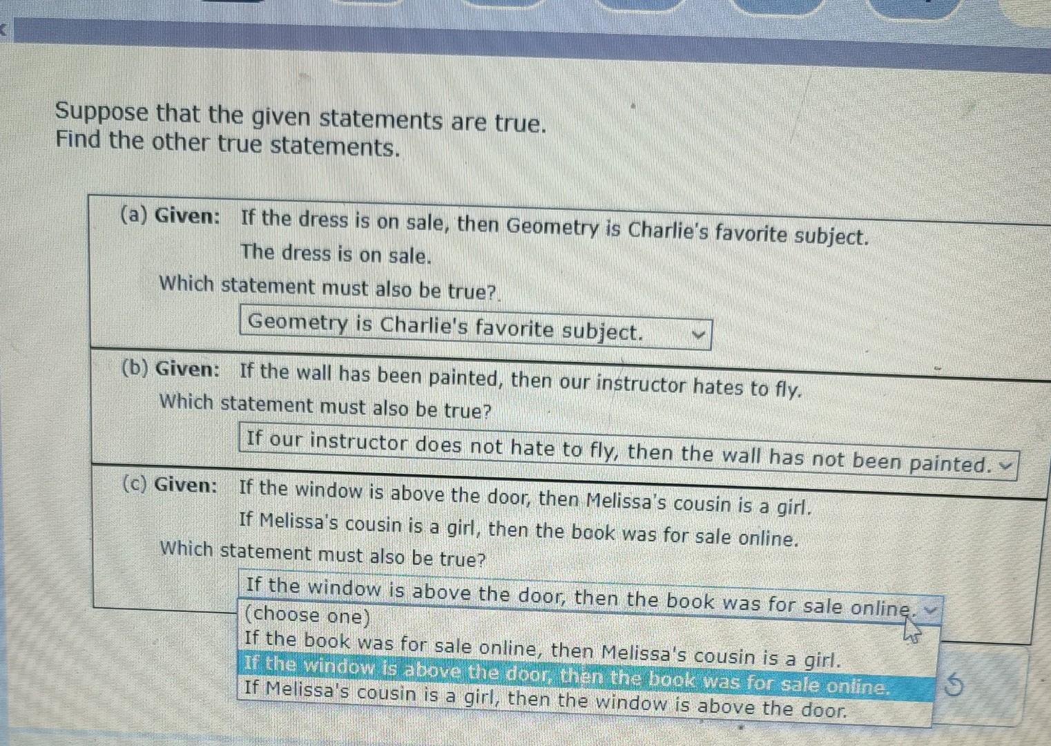 Solved Suppose that the given statements are true. Find the | Chegg.com