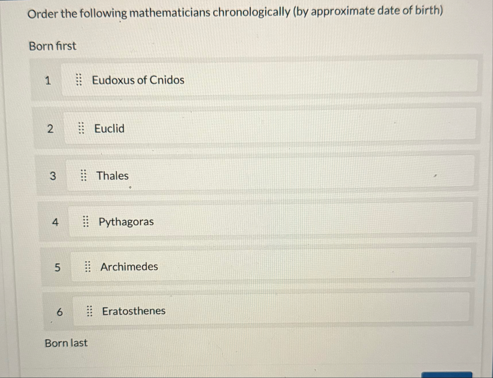 Solved Order the following mathematicians chronologically | Chegg.com