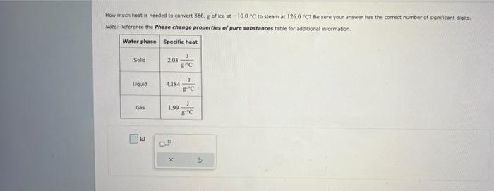 Solved How much heat is hetded to corvert 886 . g. of ice at | Chegg.com