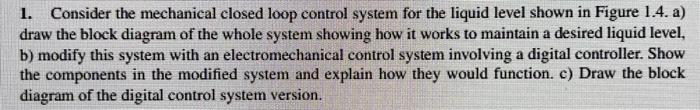 Solved 1. Consider the mechanical closed loop control system | Chegg.com