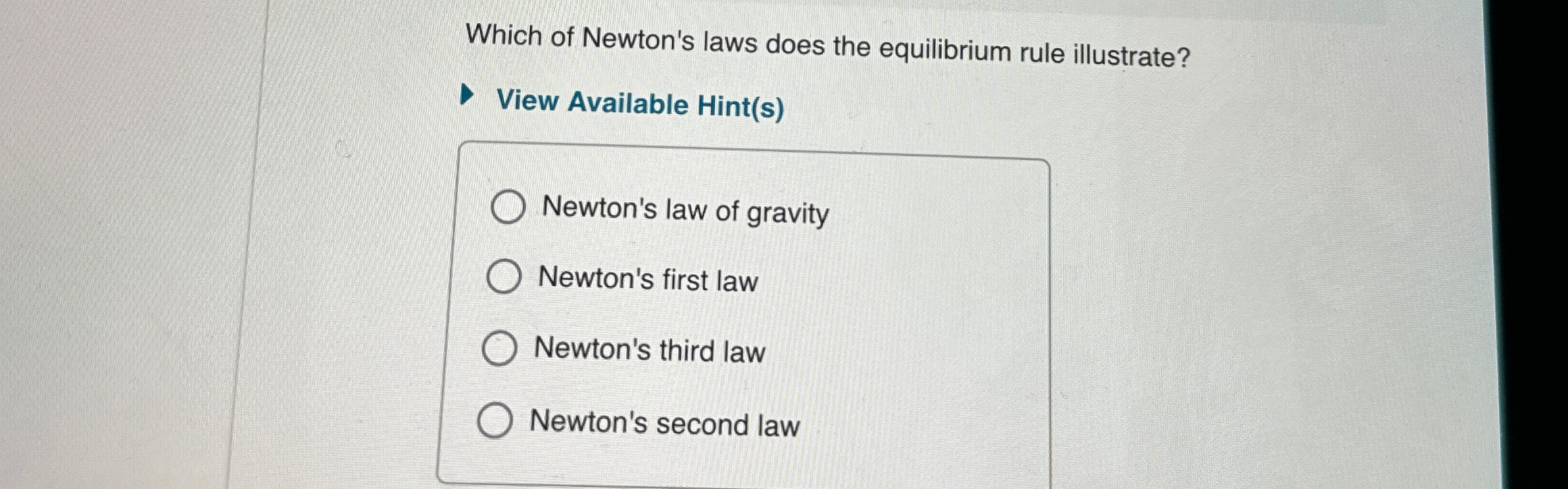 Solved Which of Newton's laws does the equilibrium rule | Chegg.com