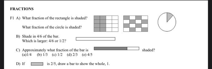 Solved FRACTIONS F1 A) What fraction of the rectangle is | Chegg.com