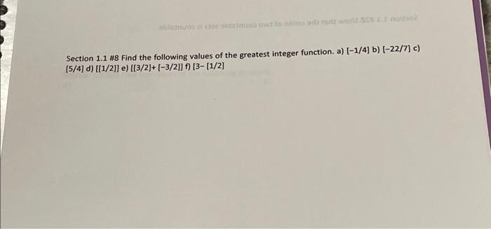 Solved Section 1.1#8 Find the following values of the | Chegg.com