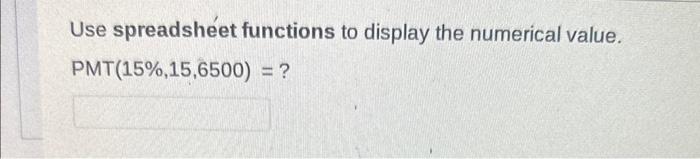 Solved Use spreadshéet functions to display the numerical | Chegg.com