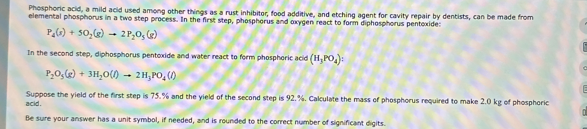 Solved Phosphoric acid, a mild acid used among other things | Chegg.com