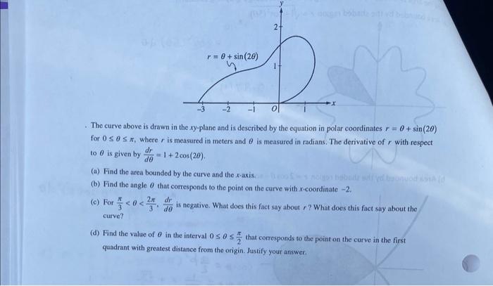 Solved The curve above is drawn in the xy-plane and is | Chegg.com