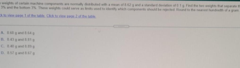 Solved weights of certain machine components are normally | Chegg.com