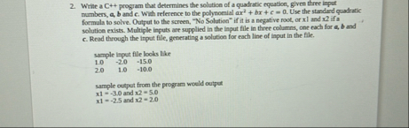 Solved Write a C ﻿ program that determines the solution of | Chegg.com