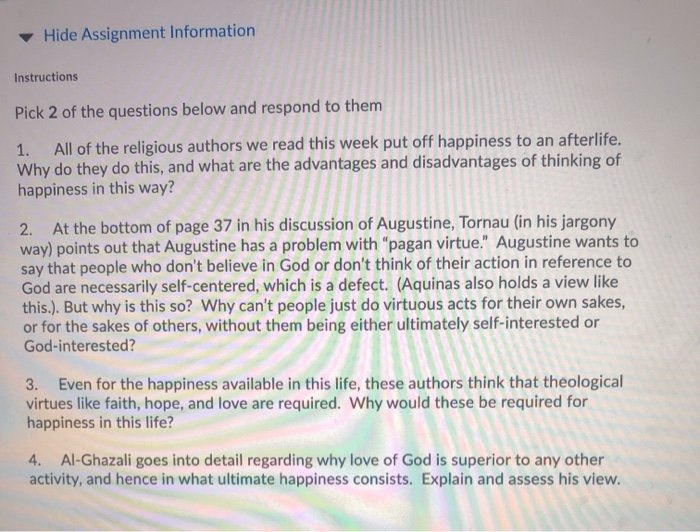 Hide Assignment Information Instructions Pick 2 of | Chegg.com