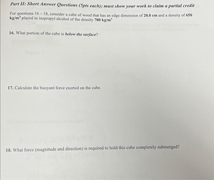Solved Part II: Short Answer Questions ( 5 pts each); must | Chegg.com