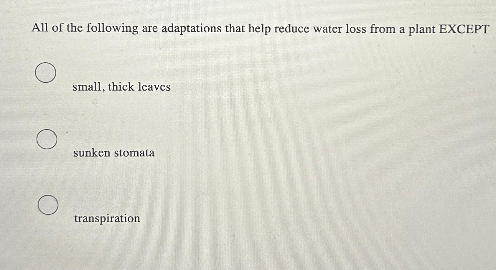 Solved All of the following are adaptations that help reduce | Chegg.com