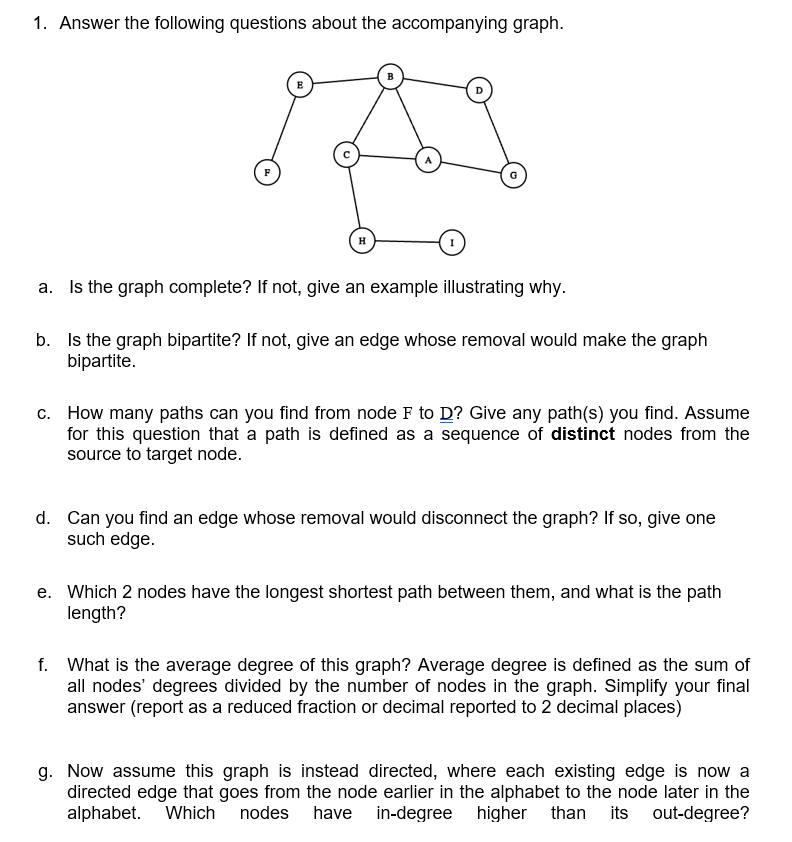 Solved 1. ﻿Answer the following questions about the | Chegg.com