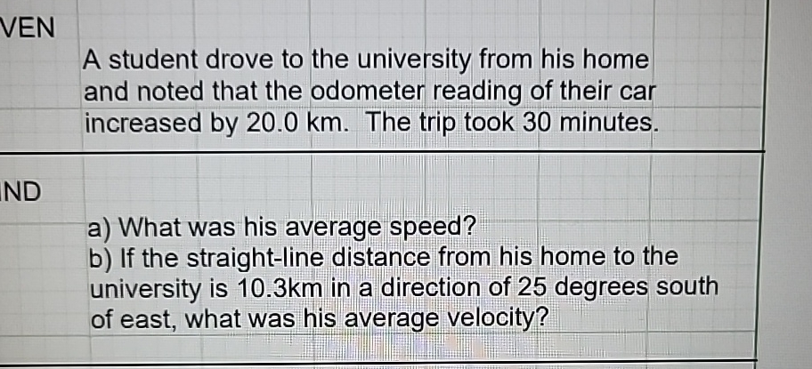 Solved VENA student drove to the university from his home | Chegg.com