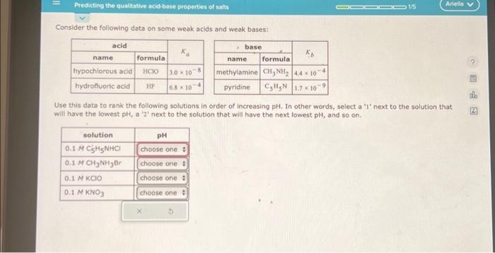 Solved Predicting the qualitative acid-base properties of | Chegg.com