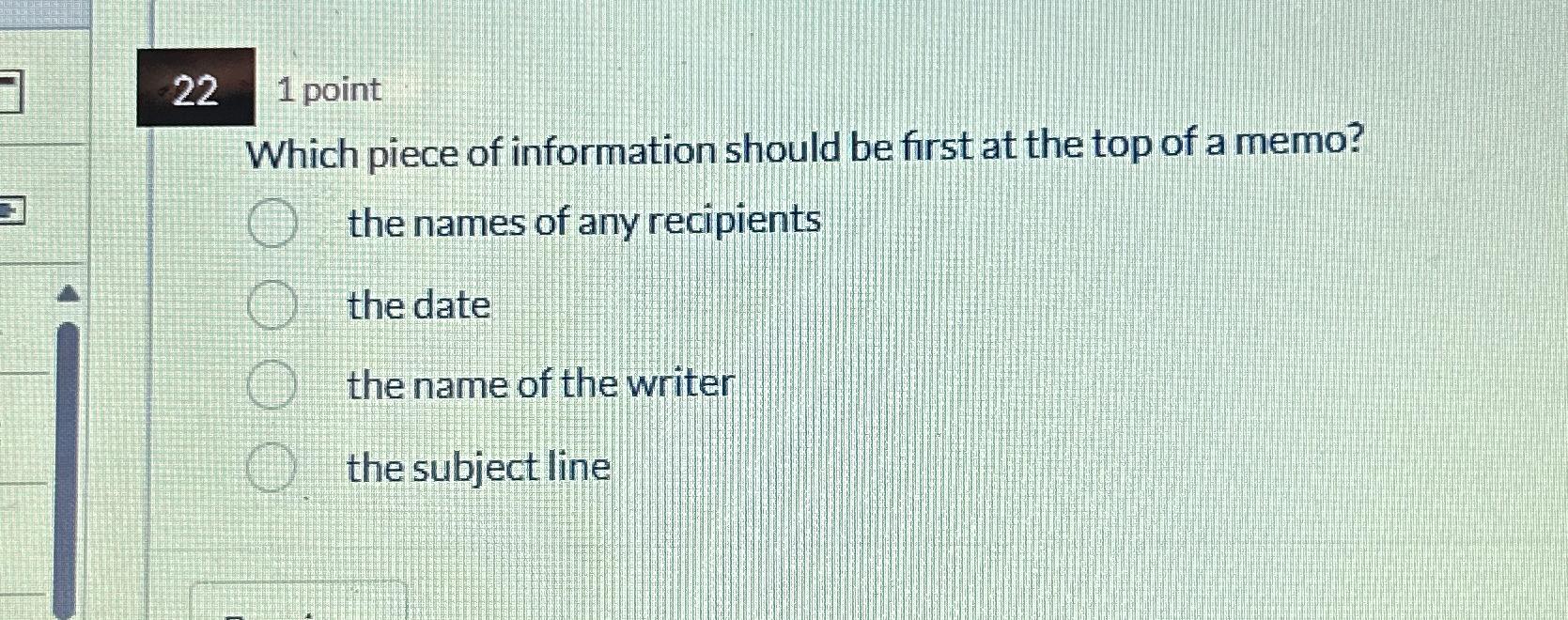 Solved 221 ﻿pointWhich piece of information should be first | Chegg.com
