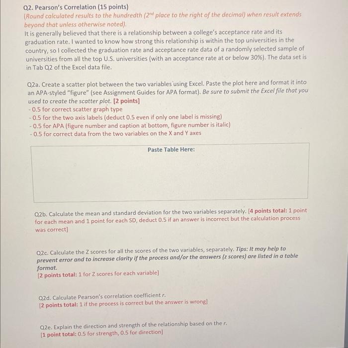 Solved Q2. Pearson's Correlation ( 15 points) (Round | Chegg.com