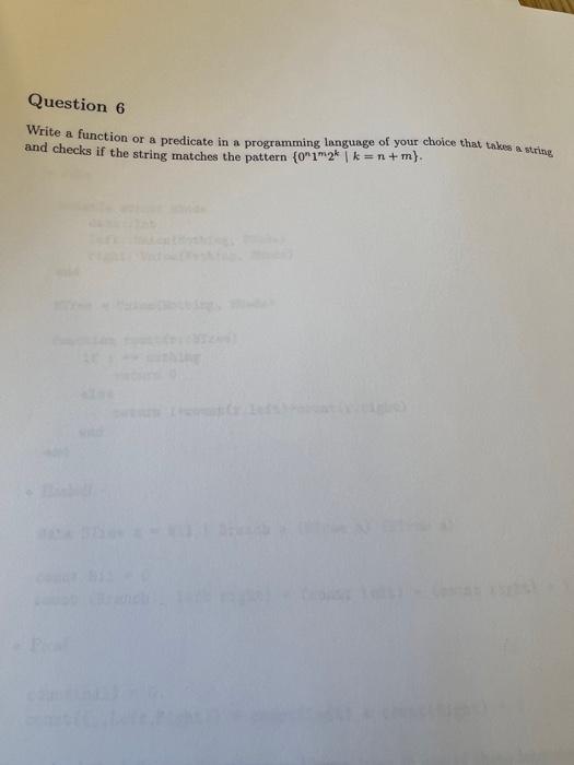 Solved Question 6 Write a function or a predicate in a | Chegg.com