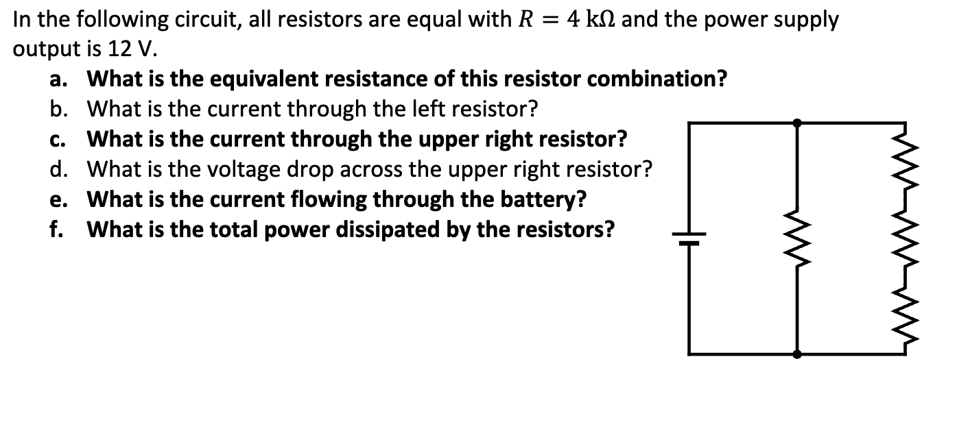 Solved In the following circuit, all resistors are equal | Chegg.com