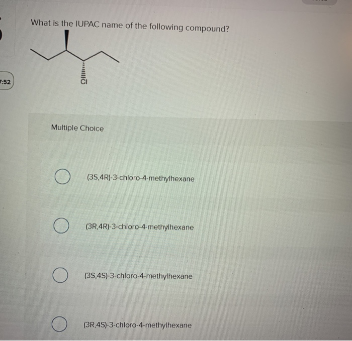 Solved What is the IUPAC name of the following compound? U | Chegg.com