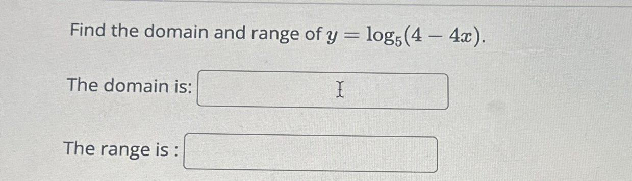 Find the domain and range of y=log5(4-4x).The domain | Chegg.com