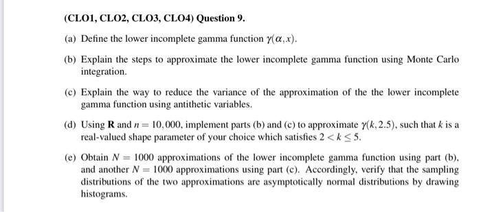 Solved (CLO1, CLO2, CLO3, CLO4) Question 9. (a) Define the | Chegg.com