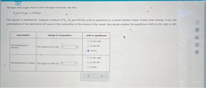 Solved vitrogen and oxygen react to form nitrogen monoxide, | Chegg.com