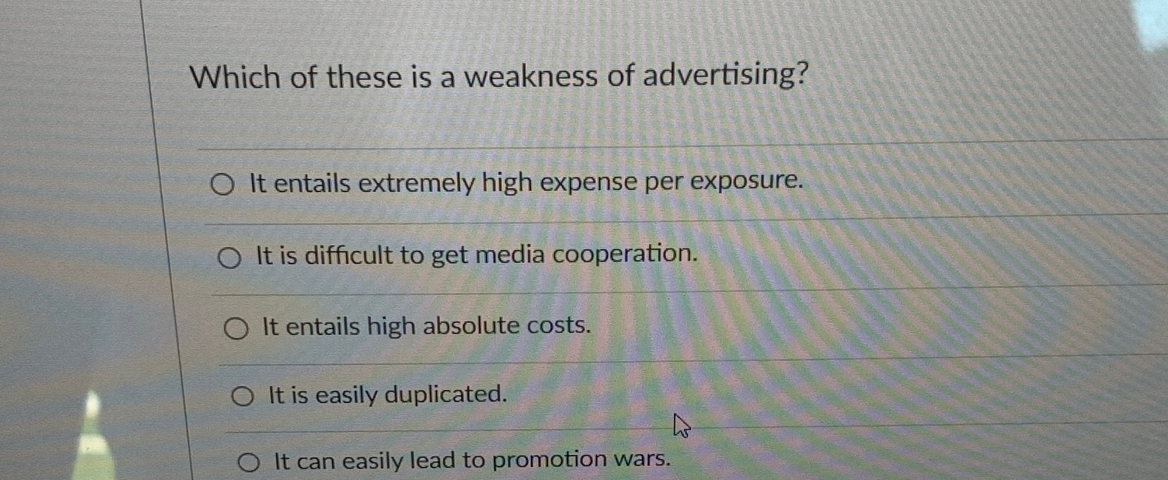 Solved Which of these is a weakness of advertising?It | Chegg.com