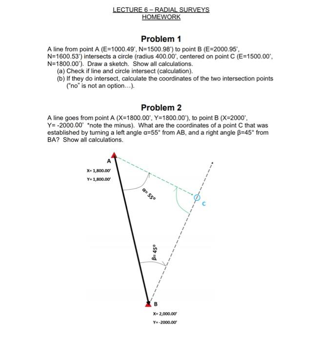 Solved LECTURE 6 - RADIAL SURVEYS HOMEWORK Problem 1 A line | Chegg.com