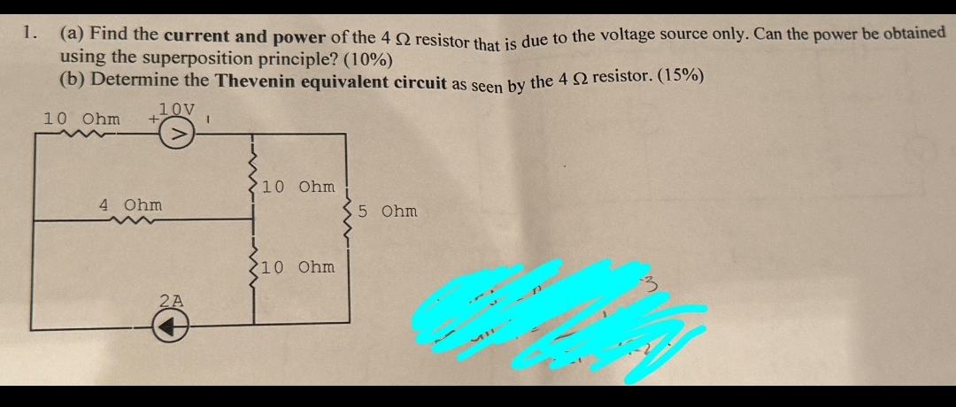 Solved (a) ﻿Find the current and power of the 4Ω ﻿resistor | Chegg.com