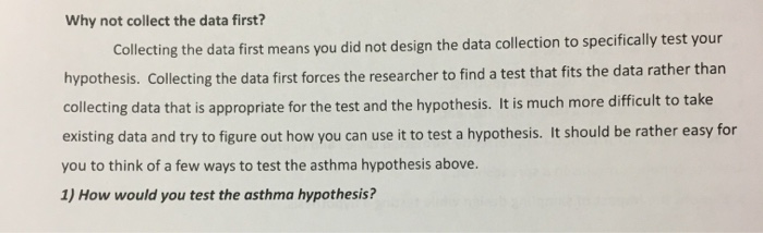 Solved Why not collect the data first? Collecting the data | Chegg.com