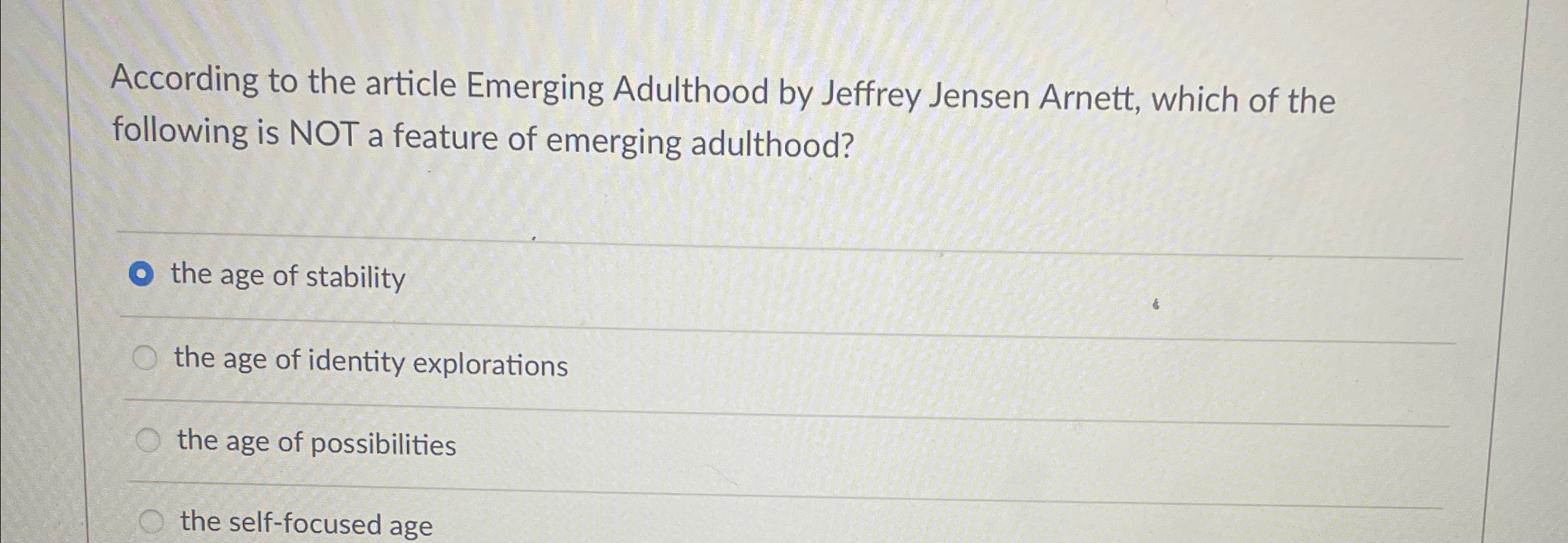 Solved According to the article Emerging Adulthood by | Chegg.com