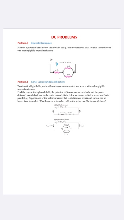Solved DC PROBLEMS Problem. Equivalent resistance Find the | Chegg.com