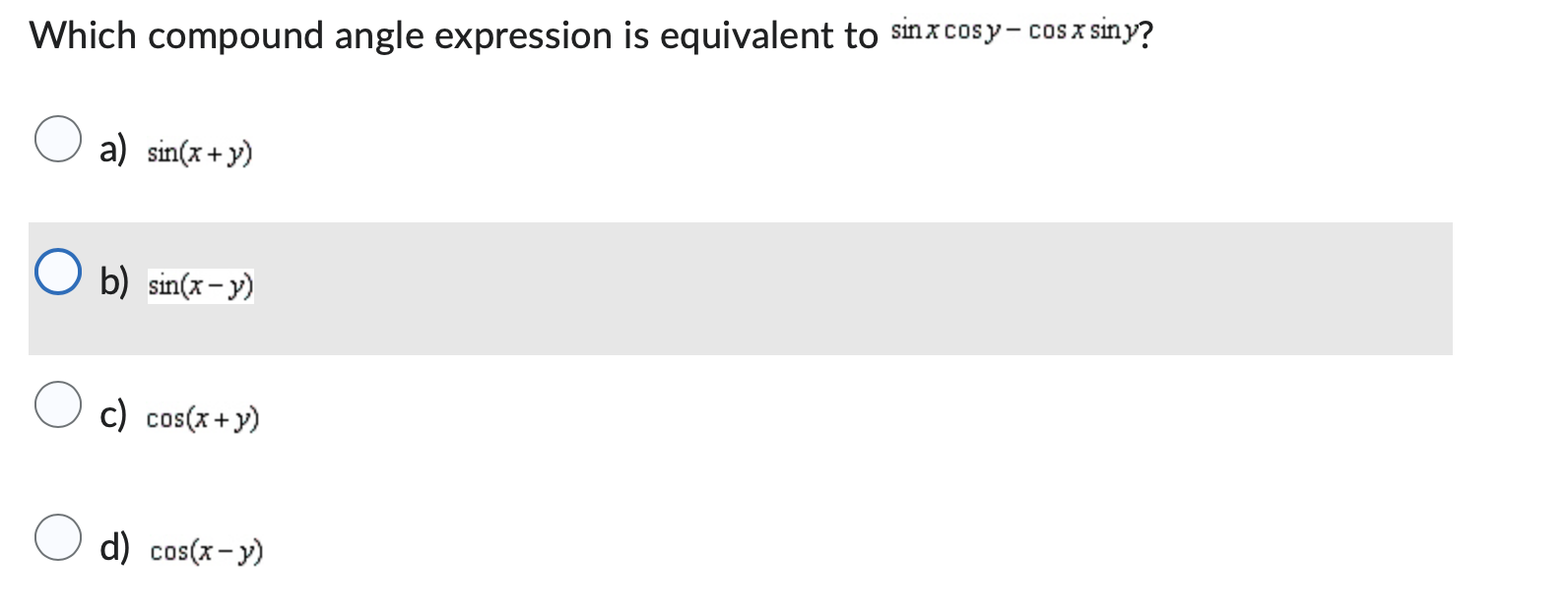 Solved Which compound angle expression is equivalent to | Chegg.com