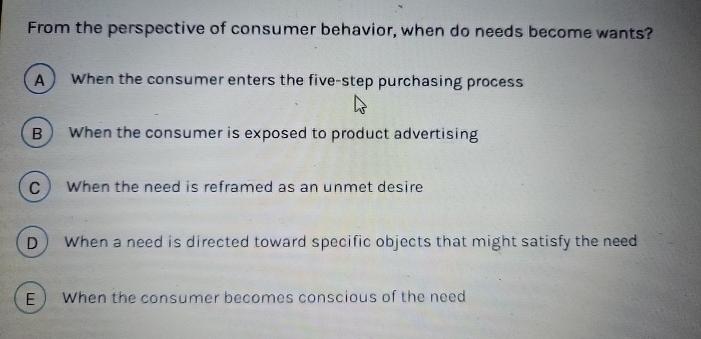 Solved From the perspective of consumer behavior, when do | Chegg.com