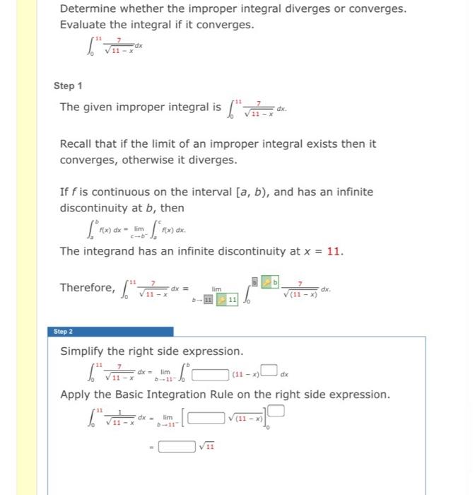Solved Determine whether the improper integral diverges or | Chegg.com