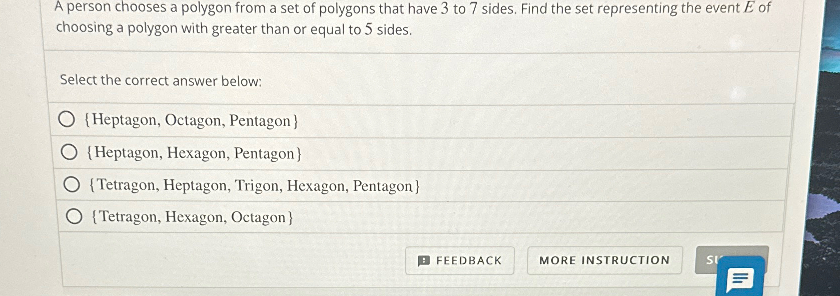 Solved A person chooses a polygon from a set of polygons | Chegg.com