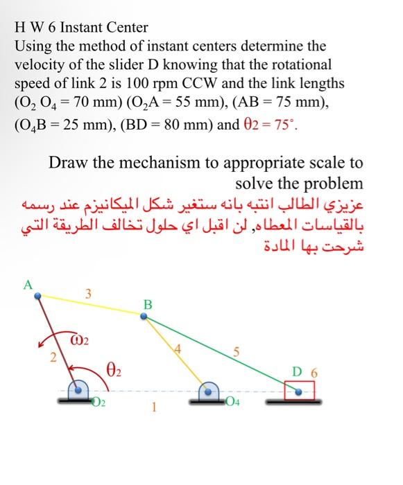 Solved H W 6 Instant Center Using the method of instant | Chegg.com